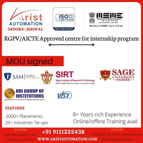 Industrial Automation Internship In Madhya Pradesh Aicte Approved