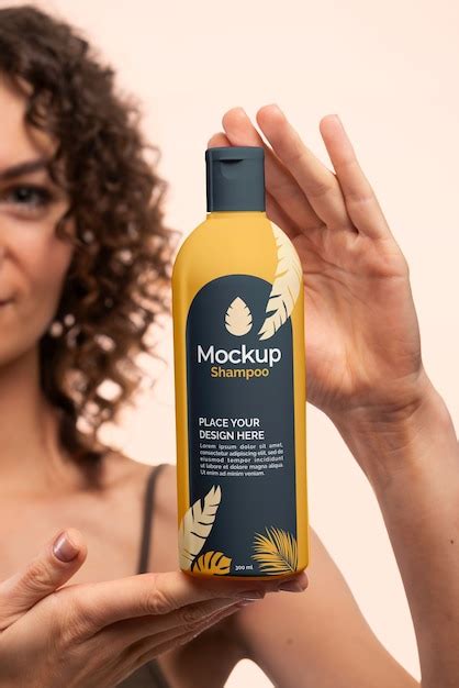 Premium Psd Curly Hair Shampoo Packaging Mockup
