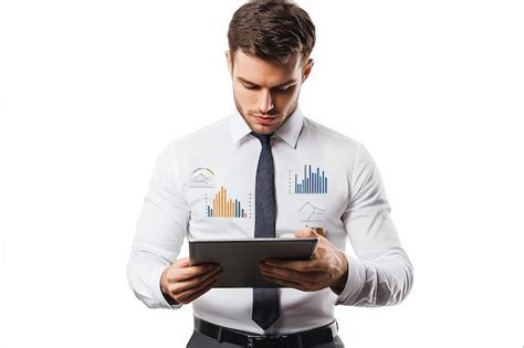 Young Professional Male Business Attire Data Visualization Graphics