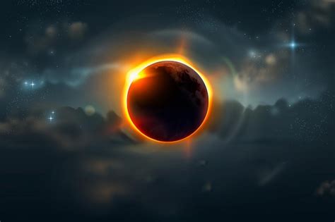 Total Solar Eclipse Banner Modern Simple Flat Vector Illustration