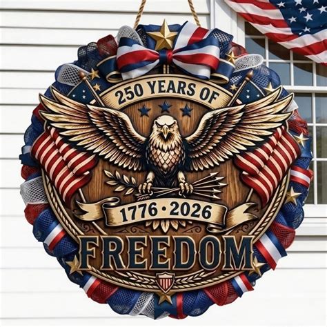Personalized America 250th Anniversary Wood Wreath 1776 2026 Patriotic