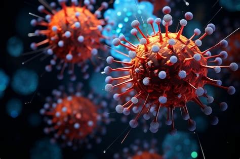 Premium Ai Image Viral Particle Composition Highlighting The Central Nucleus Generative Ai