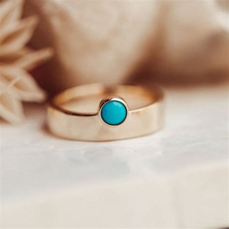 Sezanne Runder Türkis Breitband Ring Handgemachter Ring