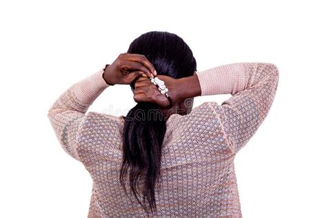 African American Woman Tying Her Hair Stock Photos Free Royalty