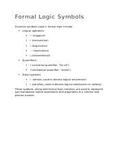 Understanding Formal Logic Symbols For Logical Statements And Course Hero