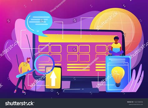 Tiny People Developers Computer Working On Stock Vector Royalty Free 1322186936 Shutterstock