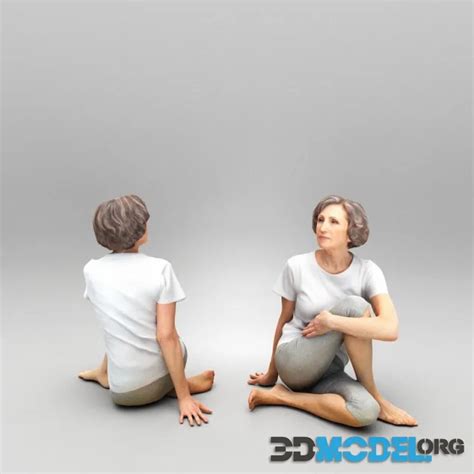 3d Model Mature Woman Sitting On Floor 451 Pbr