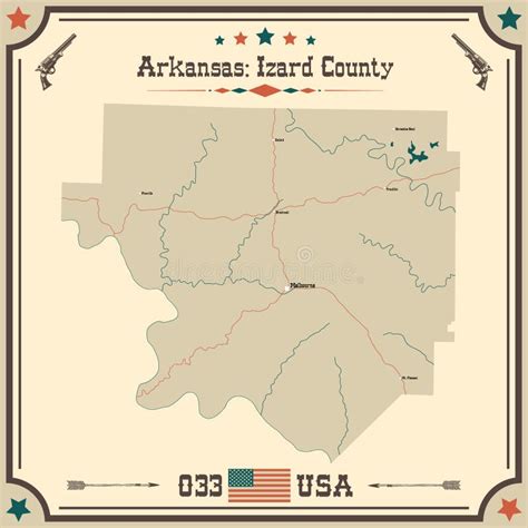 Vintage Map Of Izard County In Arkansas Usa Stock Vector Illustration Of Cities Seat 277074670