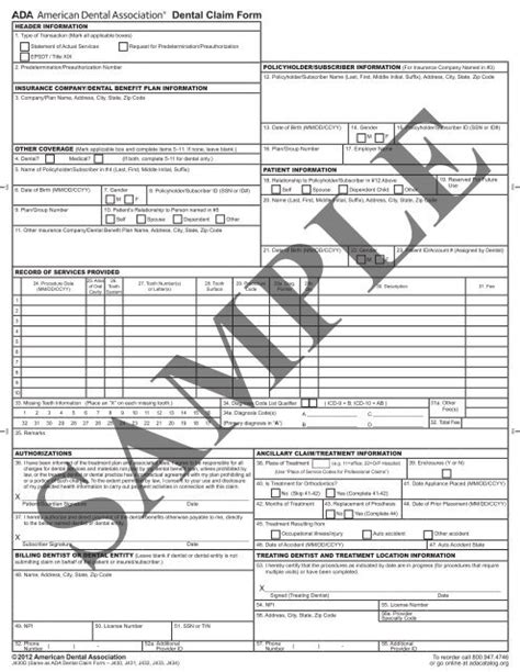 Ada Dental Claim Form 2023 Printable Forms Free Online