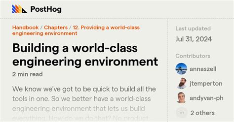 Building A World Class Engineering Environment Handbook Posthog
