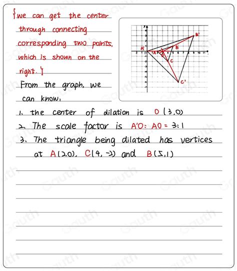 solved the smaller triangle is dilated to create the larger triangle