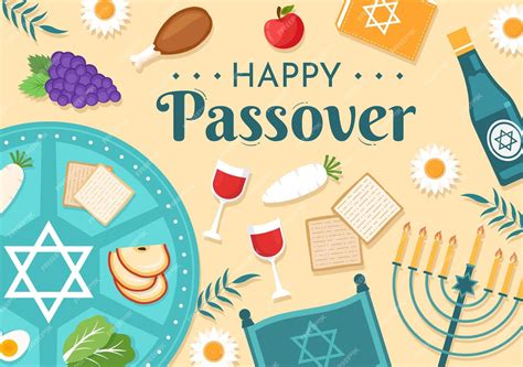 Premium Vector Happy Passover Illustration With Matzah And Pesach