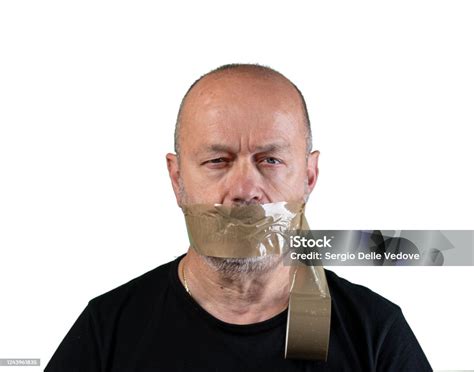 Boca Cubierta Con Cinta Adhesiva Foto De Stock Y Más Banco De Imágenes