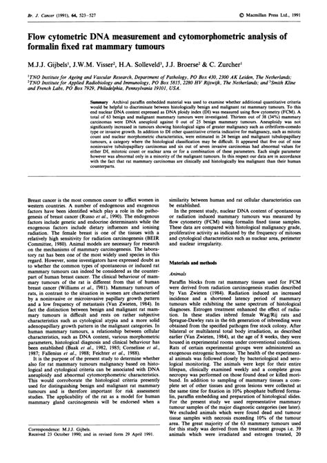 PDF Flow Cytometric DNA Measurement And Cytomorphometric Analysis Of