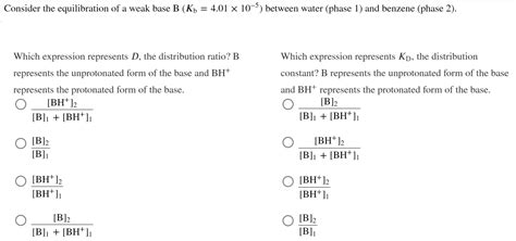 Solved Consider The Equilibration Of A Weak Base Chegg