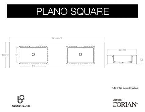 Encimera Doble Con Lavabo Corian® Integrado Square Baños De Autor