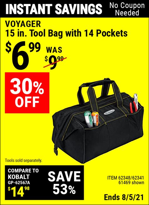 Voyager 15 In Tool Bag With 14 Pockets For 699 Harbor Freight Coupons