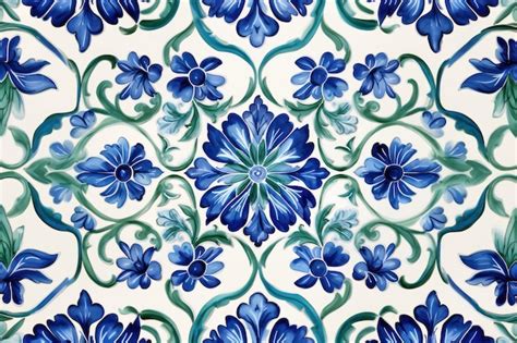 Vibrant Floral Pattern Ceramic Tiles With Intricate Designs Ethnic Folk
