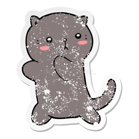 Pegatina Angustiada De Un Lindo Gato De Caricatura Ilustración Del