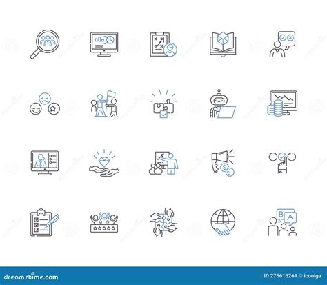 Mission Line Icons Collection Purpose Quest Expedition Objective