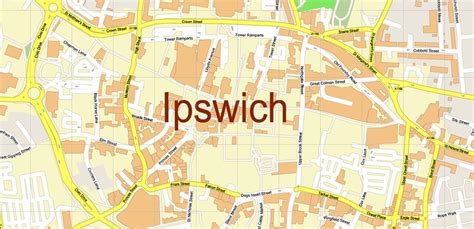Ipswich Uk Map Vector City Plan High Detailed Street Map Editable Adobe