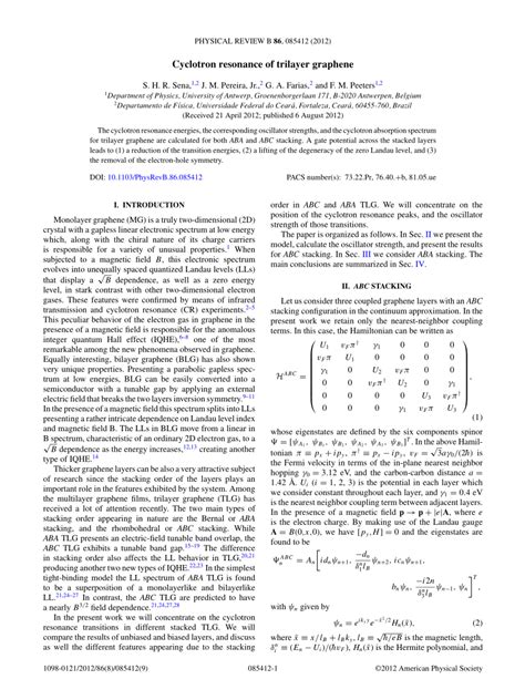 Pdf Cyclotron Resonance Of Trilayer Graphene