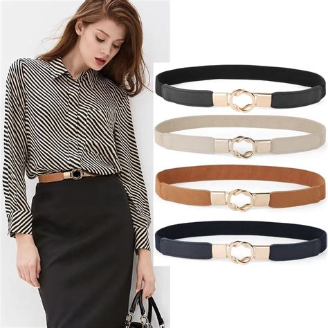 Jasgood Women Skinny Belt For Dresses Retro Elastic Ladies Belt Set Of