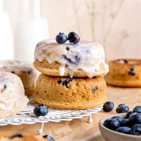 Glazed Blueberry Cake Donuts Baked Broken Oven Baking