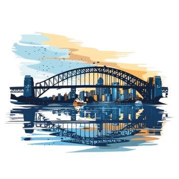 Vector Sydney Skyline Harbour Bridge Landmark Sydney Icons PNG