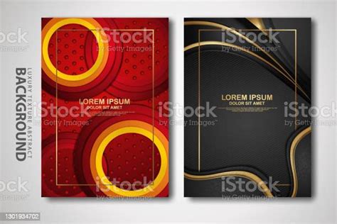 미래지향적이고 역동적인 겹침 레이어 배경이 있는 커버 디자인 템플릿의 벡터 세트 3차원 형태에 대한 스톡 벡터 아트 및 기타 이미지 3차원 형태 A4 용지 가리기