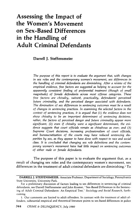 Pdf Assessing The Impact Of The Womens Movement On Sex Based Differences In The Handling Of
