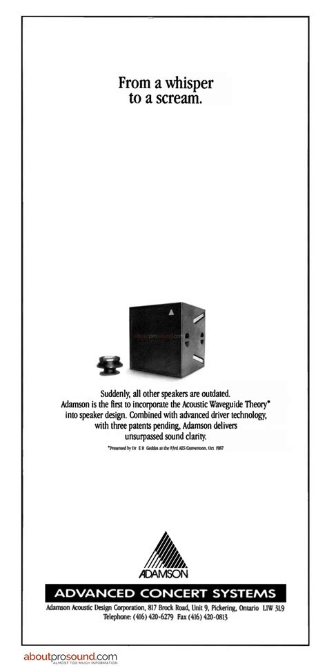 1989 Adamson Concert Systems Ad Aboutprosound Interesting Pro Audio