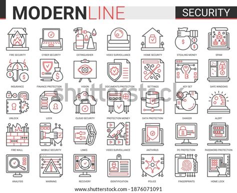 Security Outline Mini Concept Symbols Data Stock Vector Royalty Free 1876071091 Shutterstock