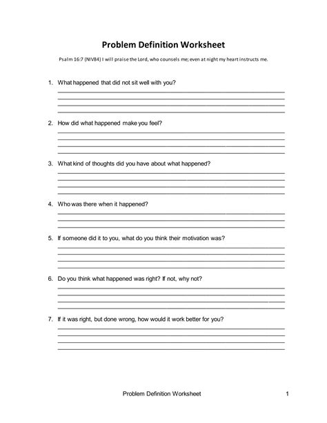 Worksheet Problem Definition Pdf