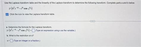 Solved Use The Laplace Transform Table And The Linearity Of The