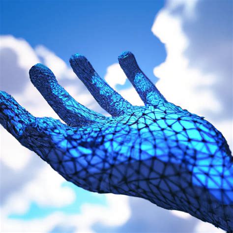 Polygonal Gridded 3d Rendererd Human Hand Made Out O Openart