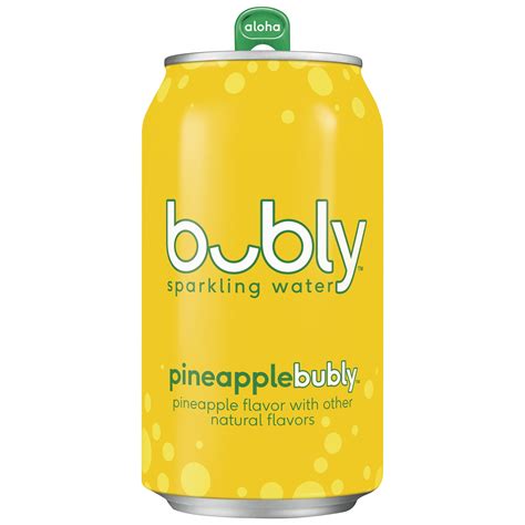 Bubly Sparkling Water Pineapple 12 Oz Cans 18 Count