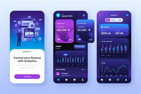 Premium Vector Gradient Analyst Data App Design Template Set