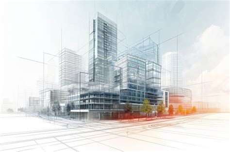 A Detailed Drawing Showcasing A Cityscape Filled With Towering Buildings Detailed Building