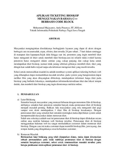 Pdf Aplikasi Ticketing Bioskop Menggunakan Bahasa C Berbasis Code Block