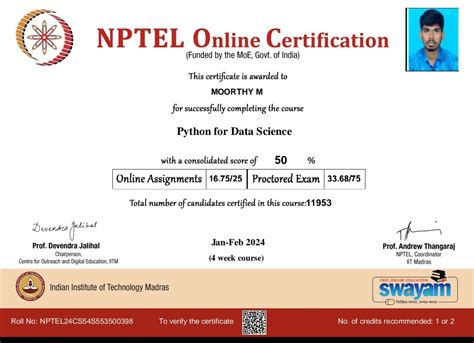 Datascience Python Nptel Continuouslearning Professionaldevelopment Moorthy M