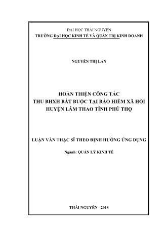 Luận văn Hoàn thiện công tác thu BHXH bắt buộc tại bảo hiểm xã hội