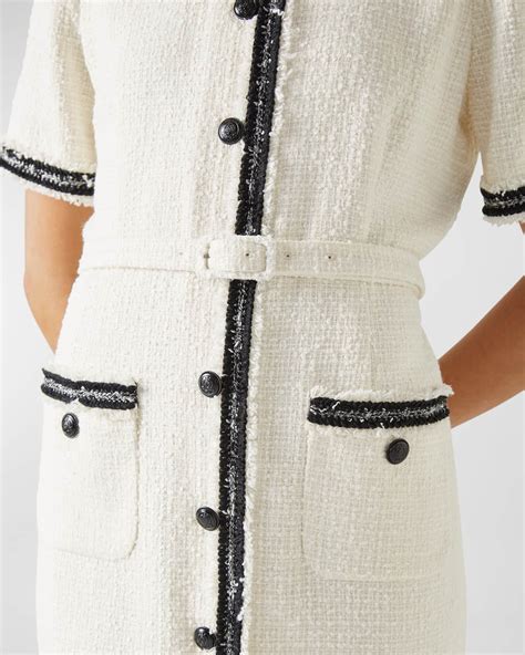 Lk Bennett Charlie Belted Button Down Tweed Midi Dress Neiman Marcus