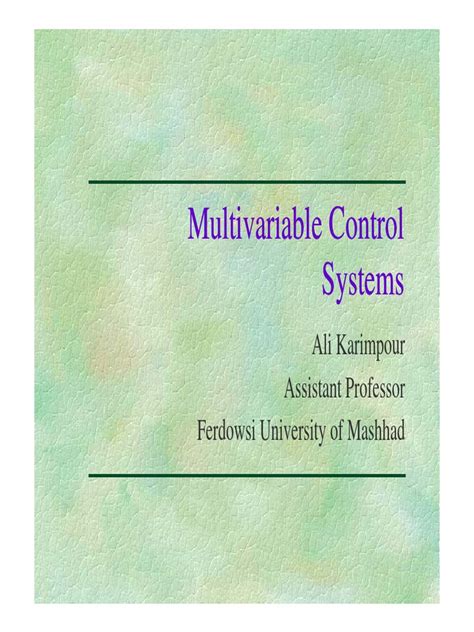 multivariable control pdf control theory scientific modeling