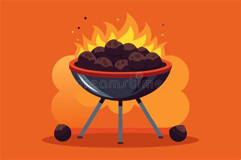 Coal Burns Brightly In A Grill Ready For Barbecue Cooking As Flames