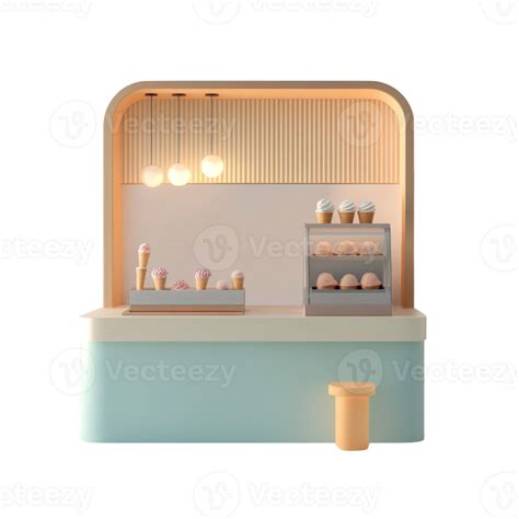 Pastel Ice Cream Shop Counter Display Design 55985793 PNG