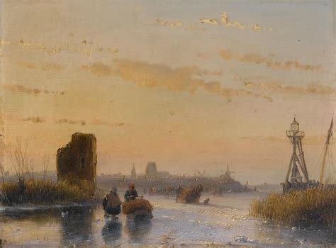 Bonhams Andreas Schelfhout Dutch 1787 1870 Figures On A Frozen