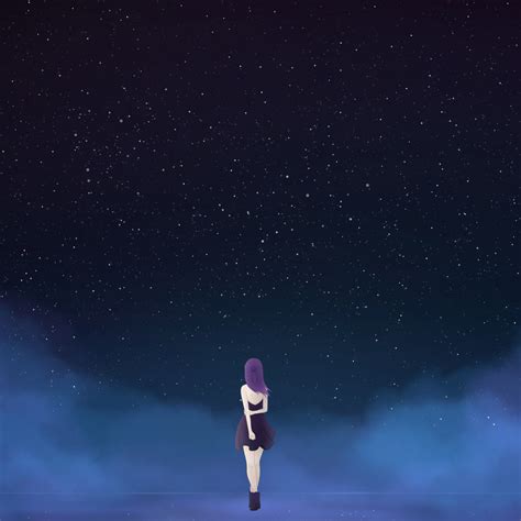 Night Sky Anime Girl Wallpapers Wallpaper Cave