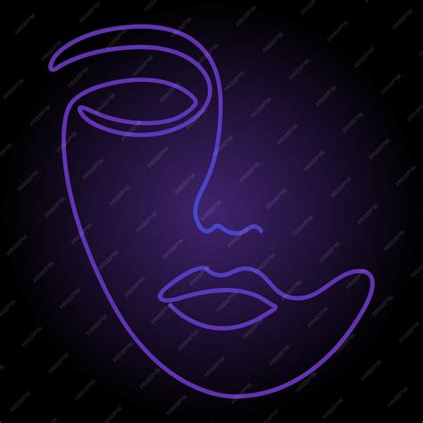 Femme Une Ligne Visage Dessin Illustration Vectorielle Monoline