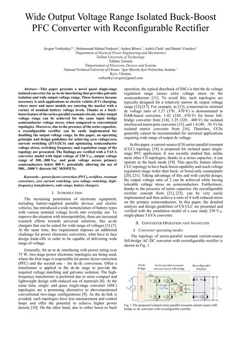 Pdf Wide Output Voltage Range Isolated Buck Boost Pfc Converter With Reconfigurable Rectifier